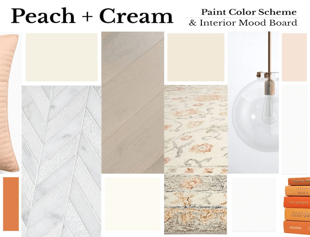 Pre-selected Peach and Cream Home Paint Color Palette With Coordinating ...