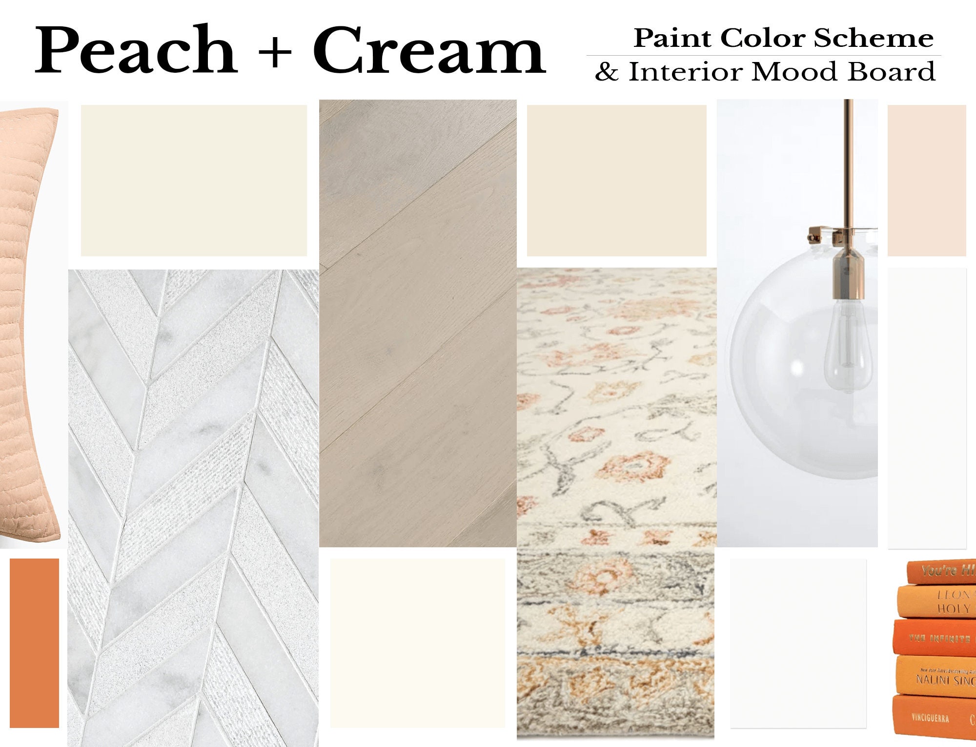 Pre-selected Peach and Cream Home Paint Color Palette With Coordinating ...