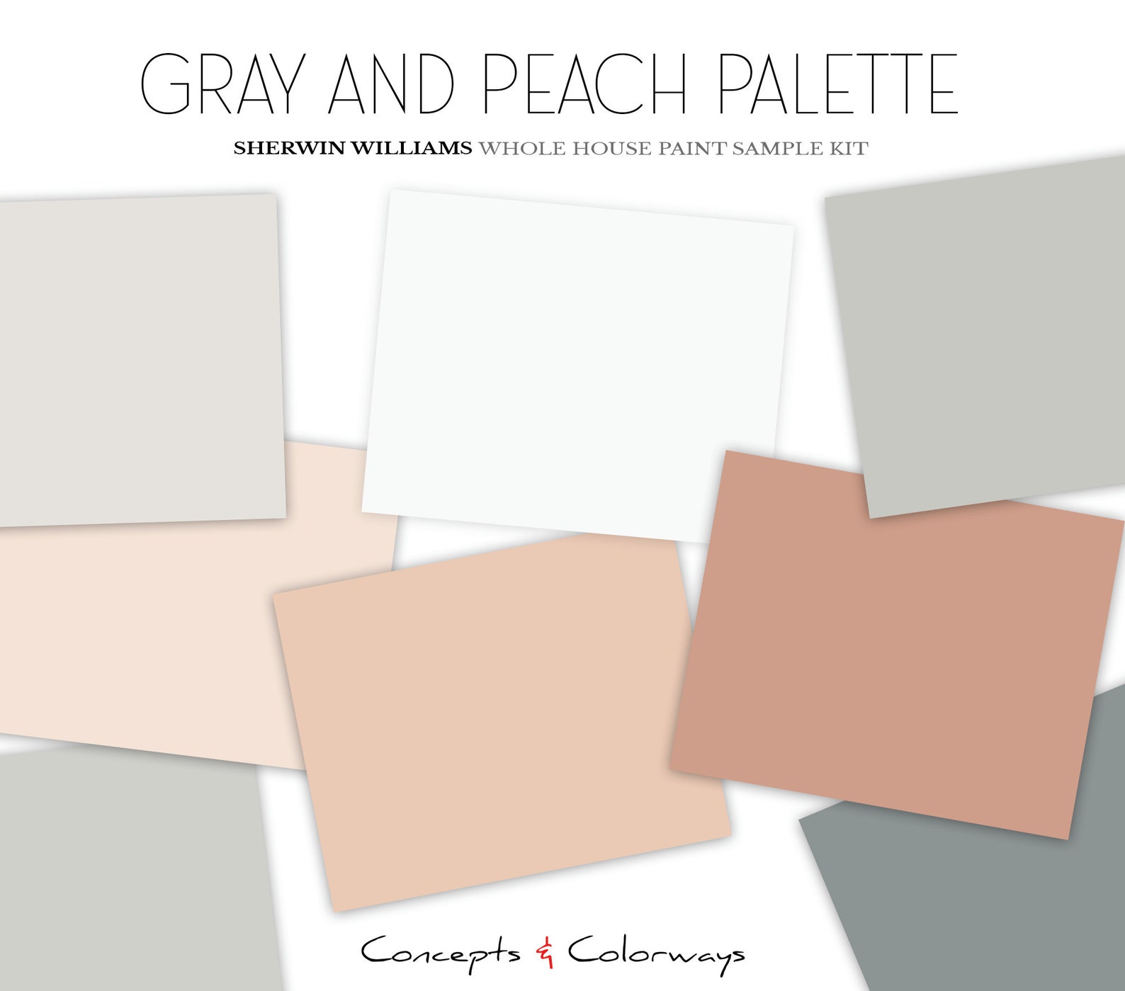Gray and Peach Paint Color Sample Kit for the Home - Professional ...