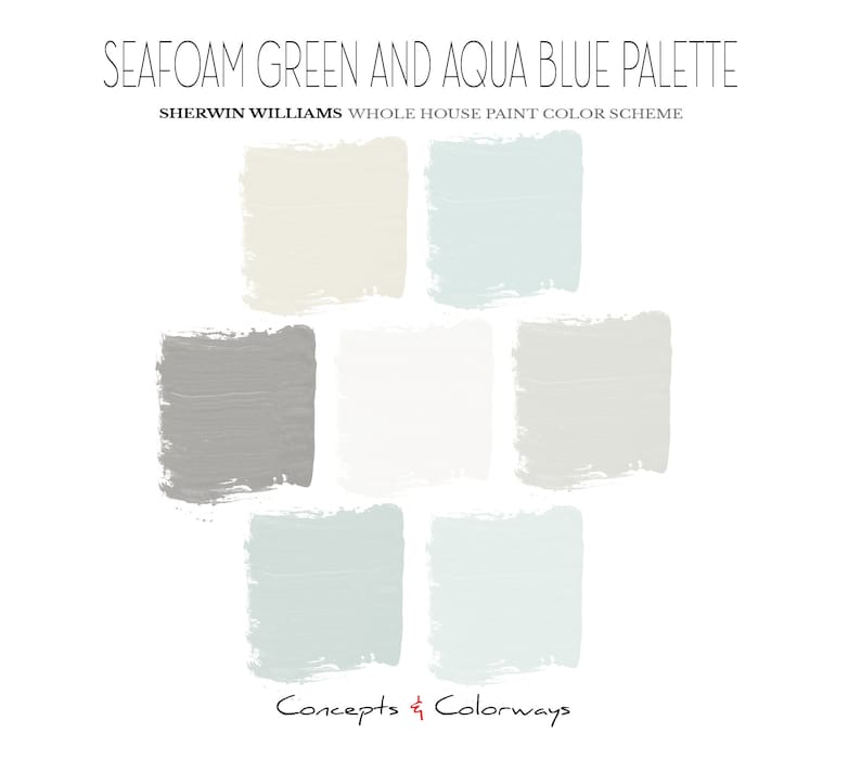 Seafoam Green & Aqua Blue Paint Color Sample Kit - Professional ...
