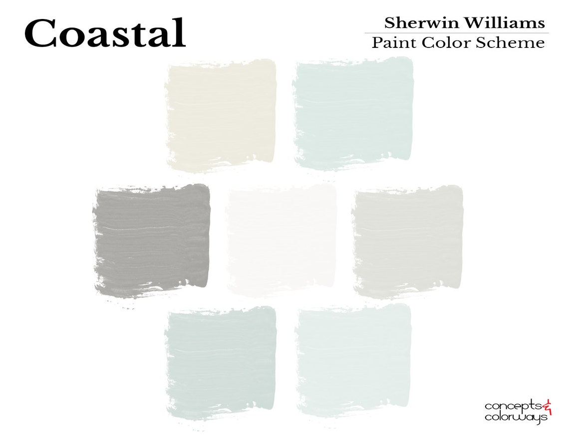 Coastal Home Paint Color Scheme That Coordinates With Sherwin Williams ...