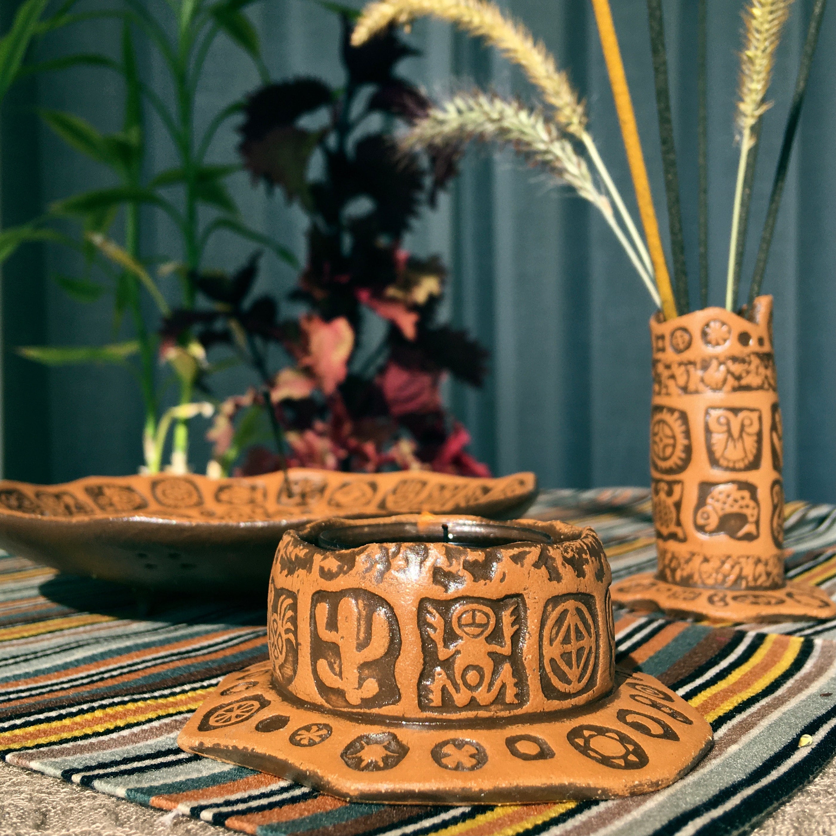 Aztec Sun Altar Ceramic Set for Incense Sticks - Etsy