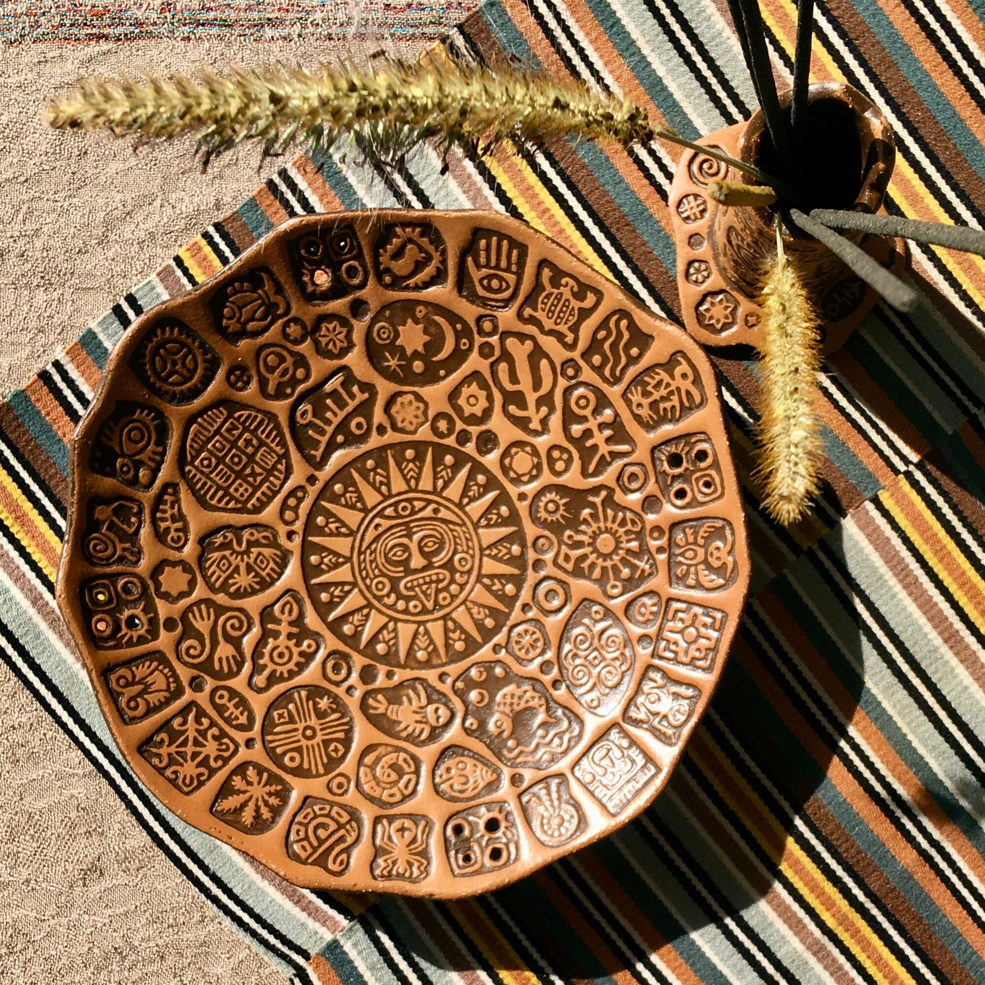 Aztec Sun Altar Ceramic Set for Incense Sticks - Etsy