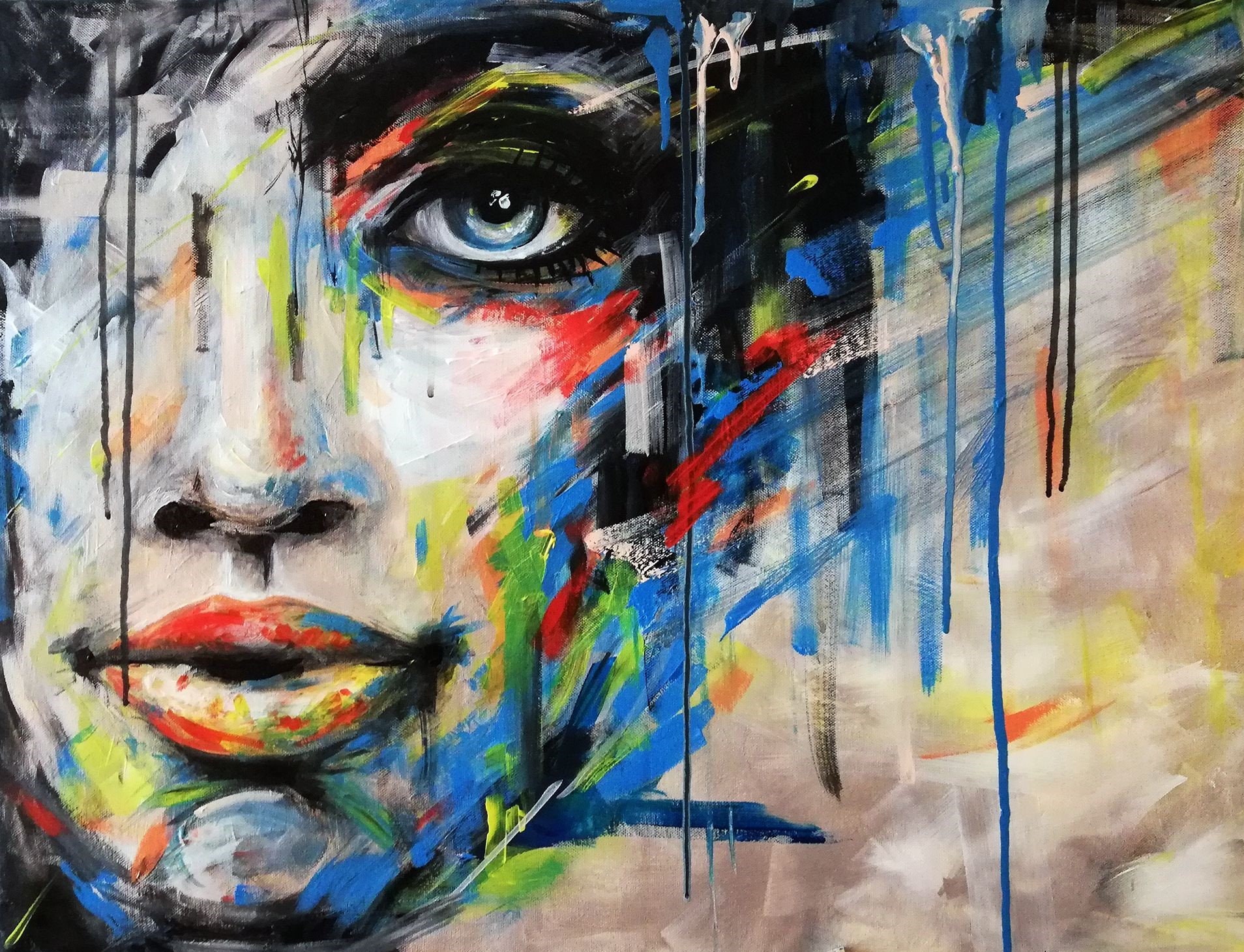 ABSTRACT LIPS GIRL Photo framed canvas various sizes | Etsy