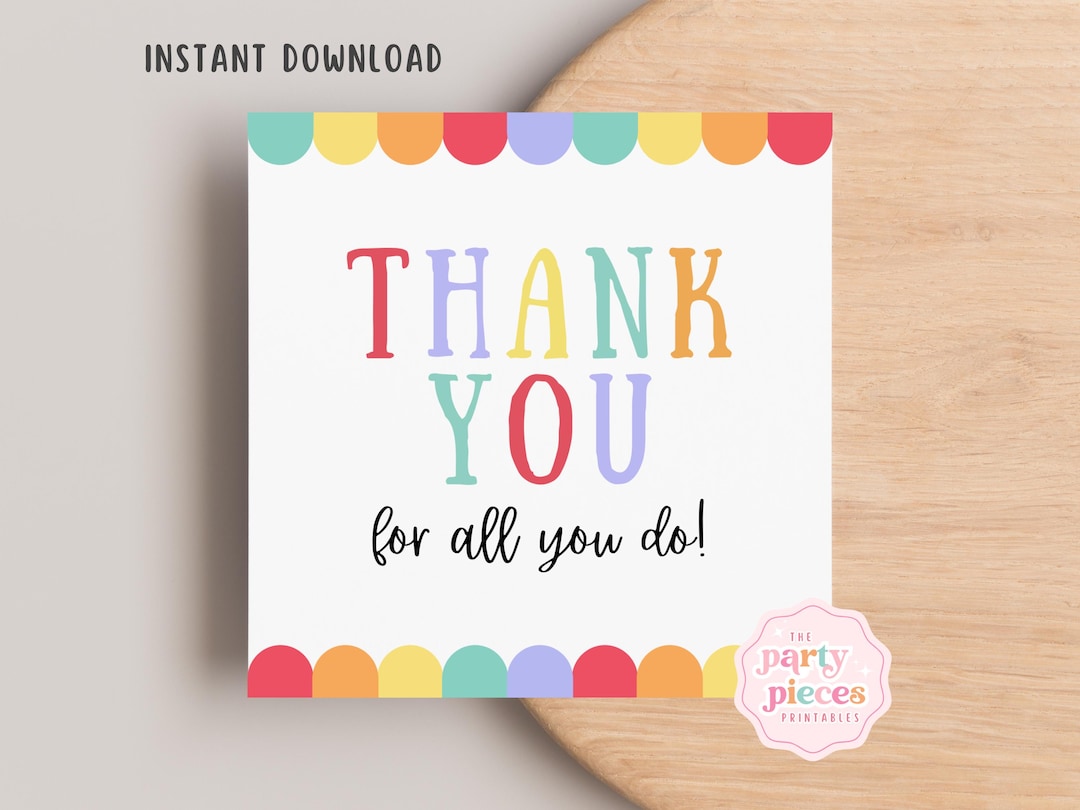 Thank You for All You Do Tags | Printable Cookie Cards or Gift Tags ...