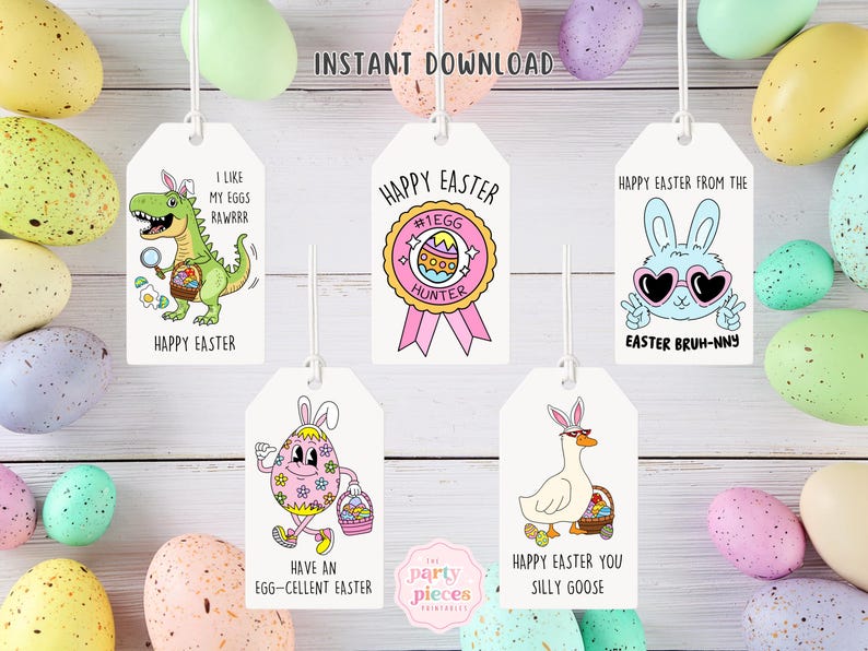 Funny Easter Gift Tags BUNDLE | Printable Easter Tags Set of 5 Designs ...