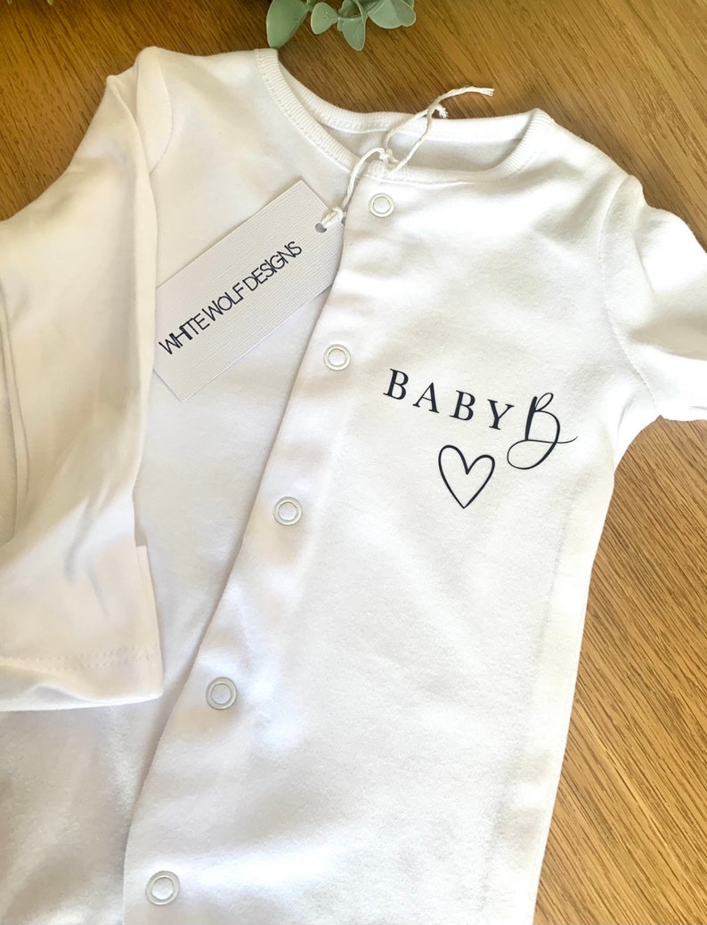 Personalised Initial Baby Sleepsuit Pregnancy Announcement - Etsy UK