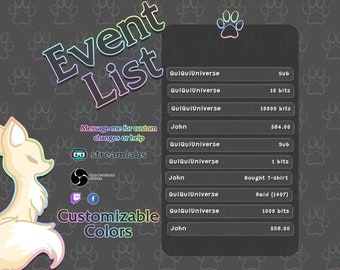 Basic Customizable Event List for Stream Twitch and Facebook - Etsy
