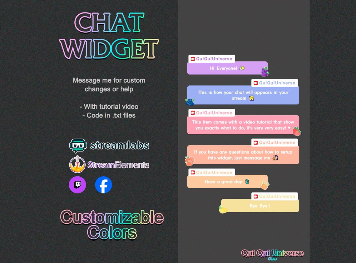 Tropical Fruits Stream Chat Box – Customizable, Streamlabs ...