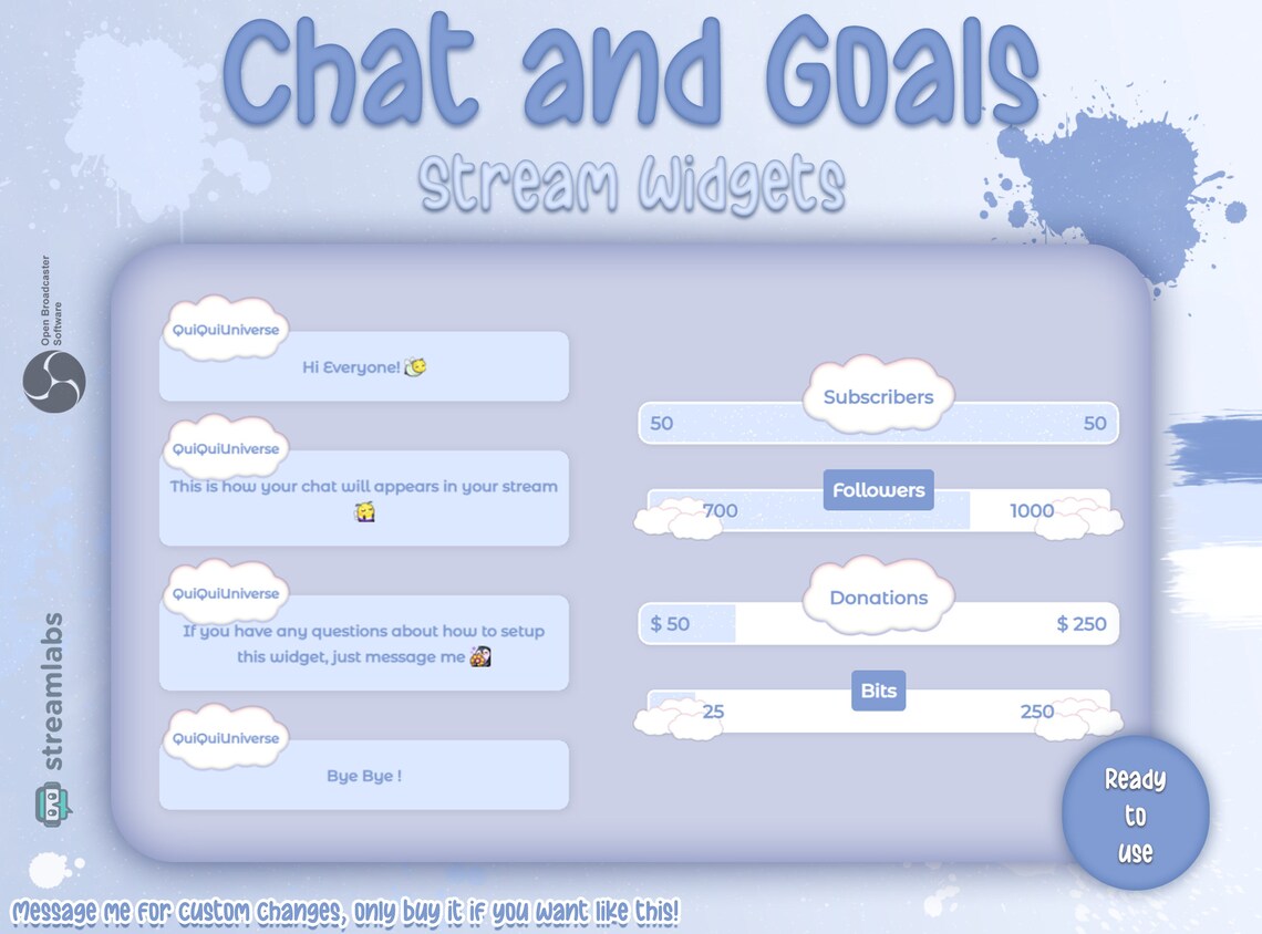 Blue Clouds Stream Chat and Goals – Streamlabs OBS Widget - Etsy