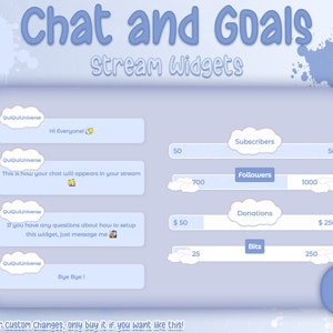 Cute Blue Clouds Chat and Goals for Stream - Twitch, Facebookgg - Etsy