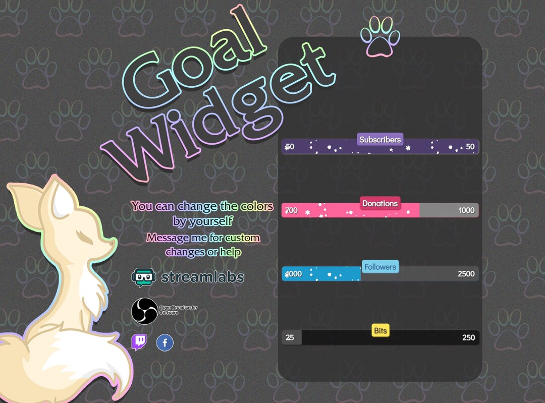 Customizable Goals Rounded Rectangle Widgets for Stream Color ...