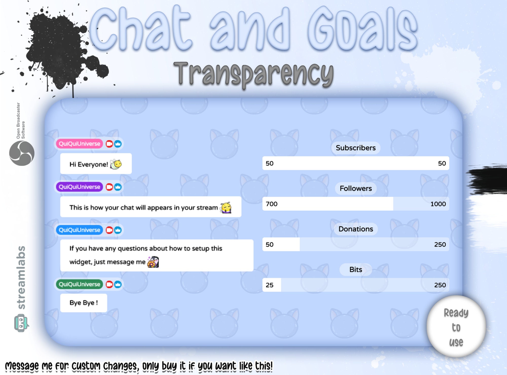 Transparent White Multicolored Chat and Goals for Stream | Etsy