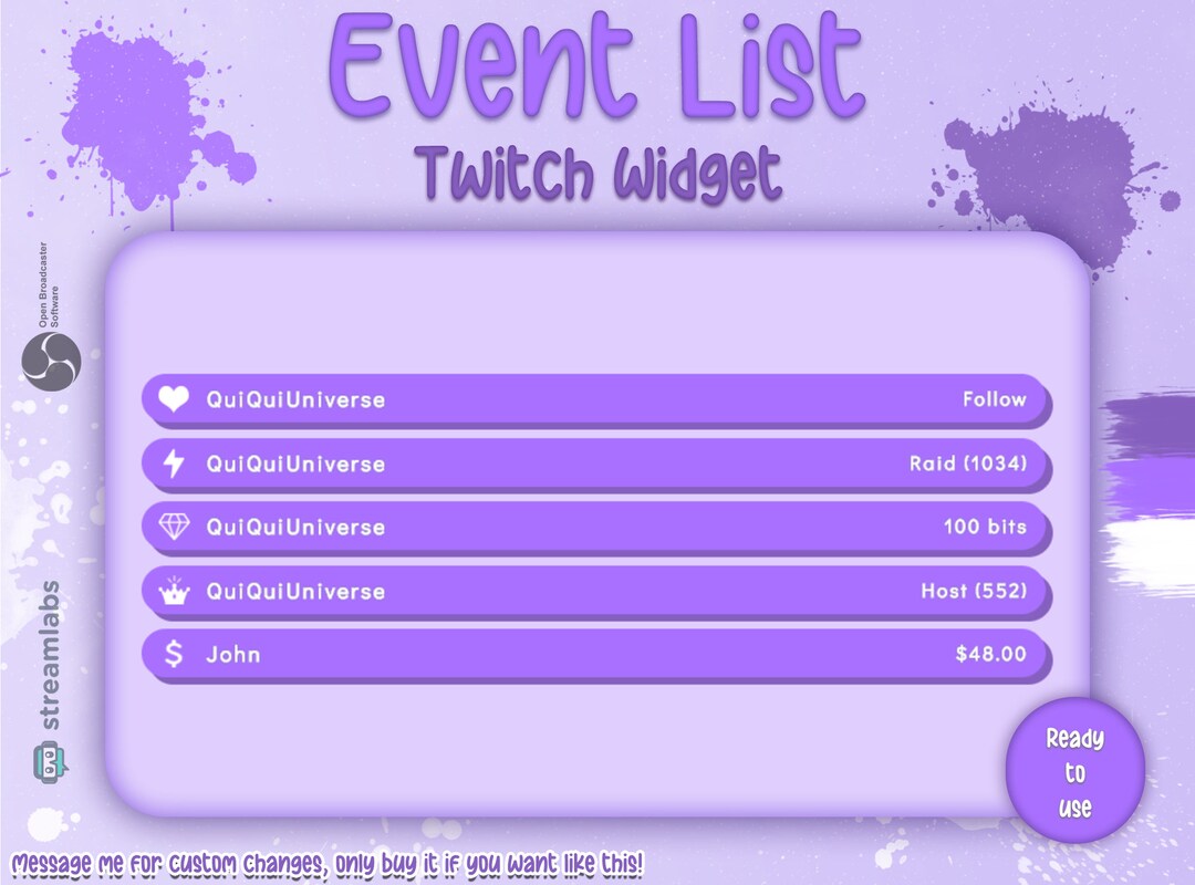 Violet Rounded Event List for Stream - Twitch - Etsy