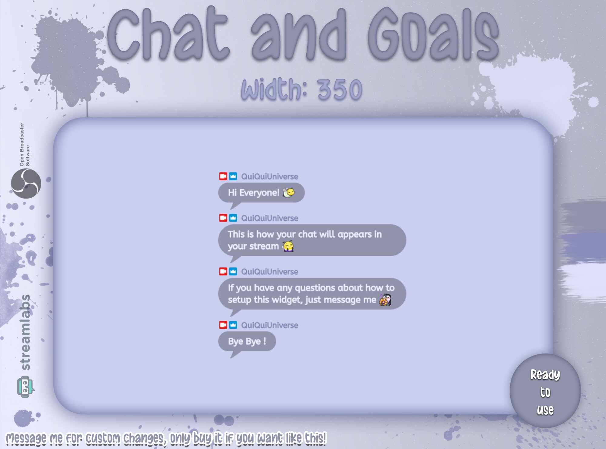 Purple Message Bubble Chat and Goals for Stream - Twitch, Facebookgg ...
