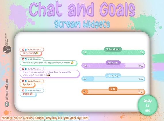 5 Colors Rounded Bubble Chat and Goals for Stream Twitch | Etsy Canada