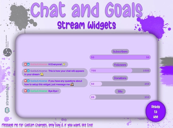 Transparent Black and Violet Chat and Goals for Stream | Etsy