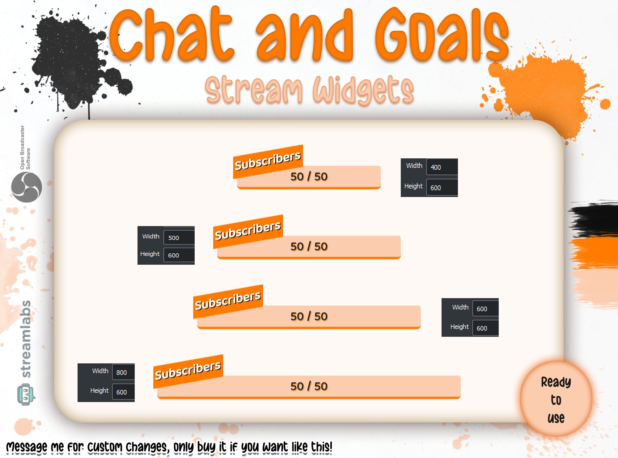 Orange & Black Chat and Goals for Stream Twitch Facebookgg - Etsy