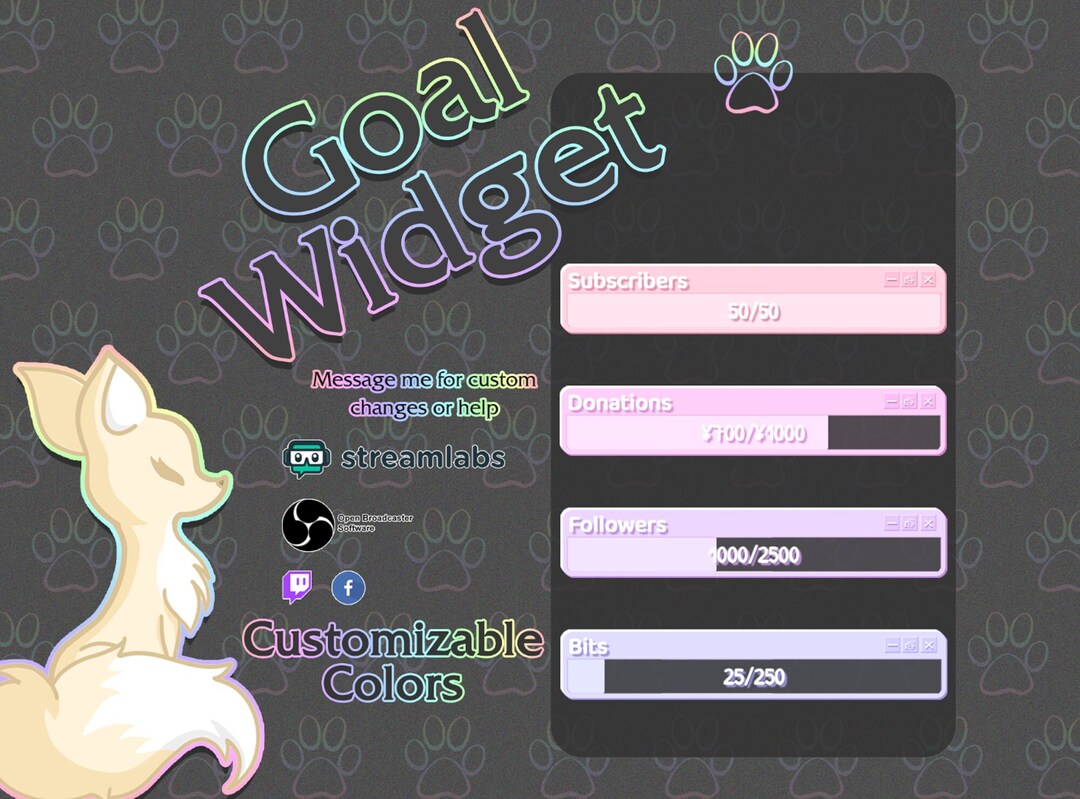 Cute Pastel Stream Goal Widget - Customizable Streamlabs Overlay - Etsy