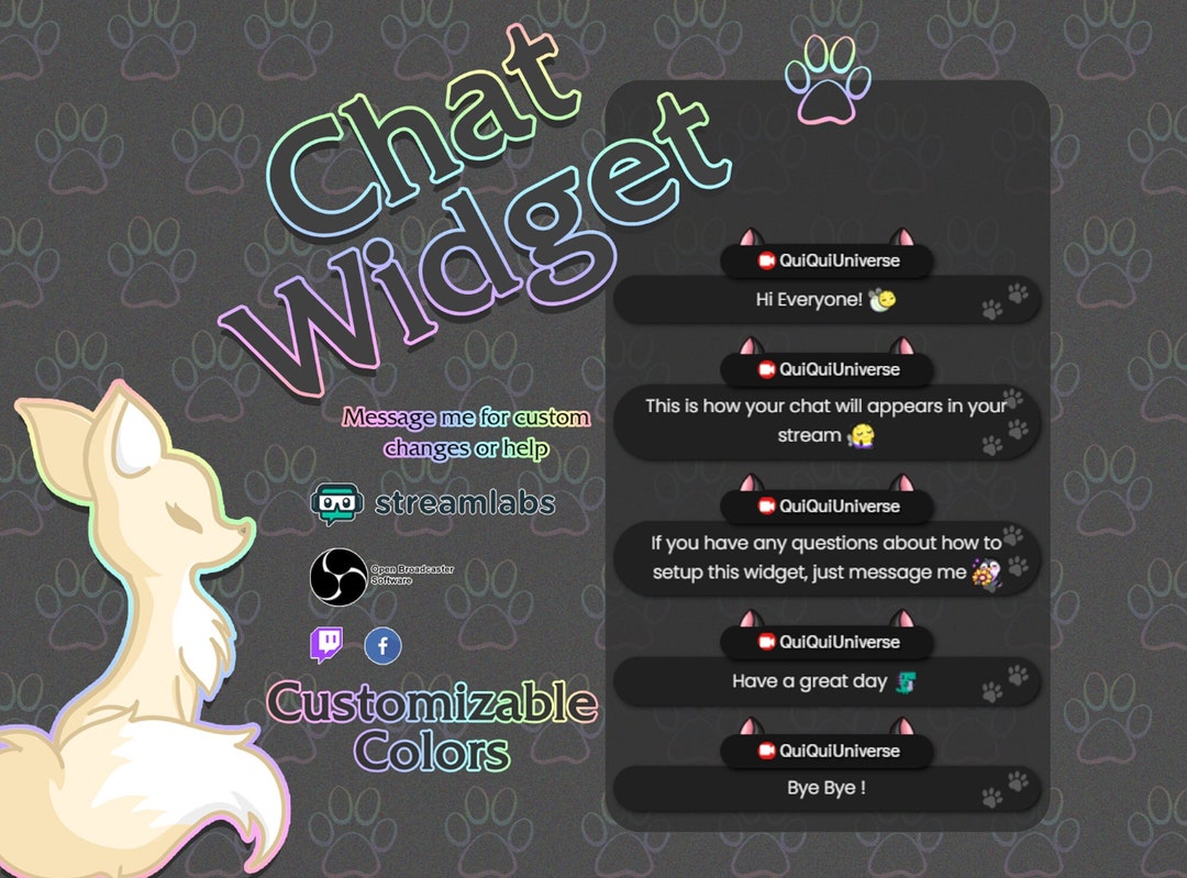 Kitten Chat for Stream Customizable Widget Twitch, Facebookgg - Etsy
