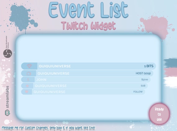 Transparent Blue Event List for Stream Twitch - Etsy