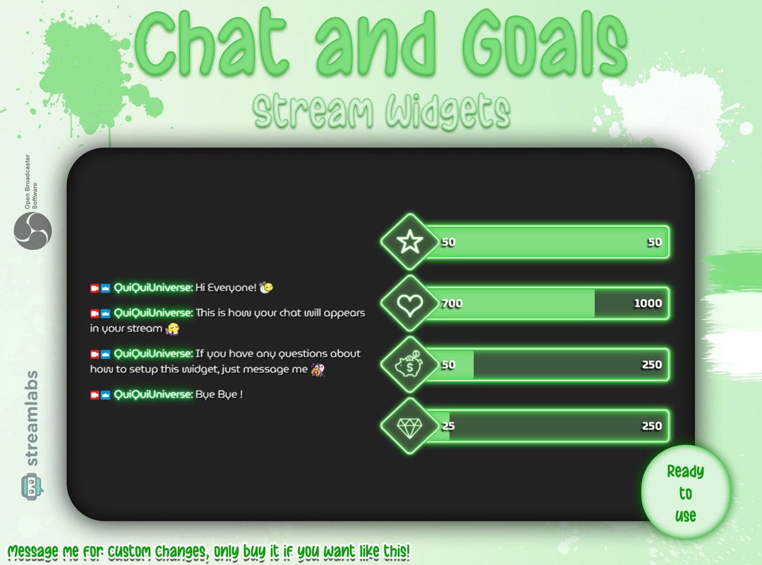 Green Neon Chat and Goals for Stream - Twitch, Facebookgg - Etsy