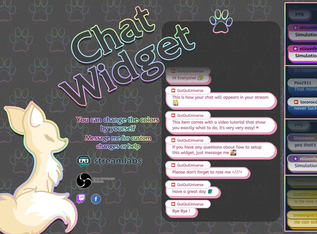 Cute Customizable Bubble Chat for Stream Twitch Facebookgg - Etsy