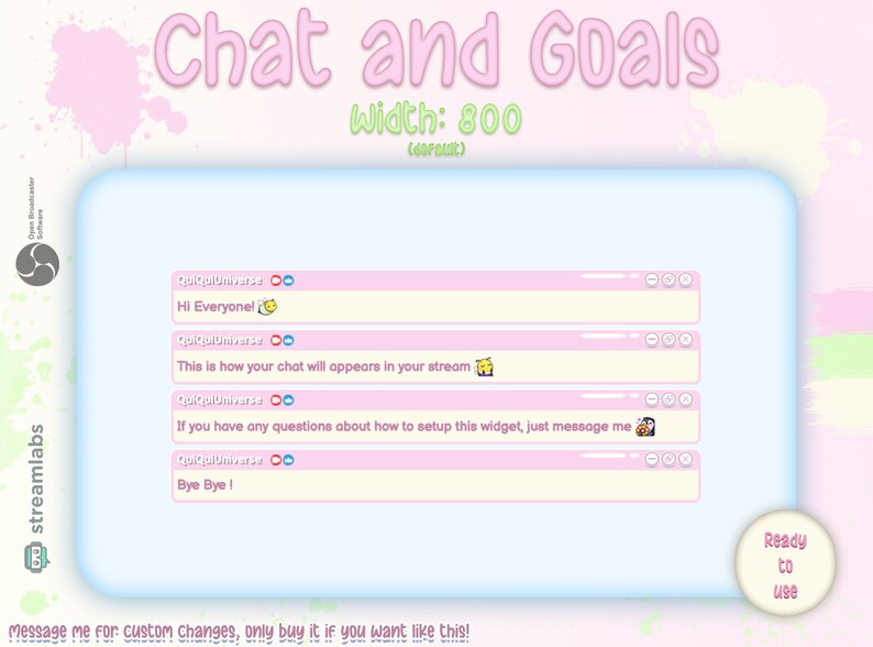 Cute Pastel Browser Chat and Goals for Stream - Twitch, Facebookgg - Etsy