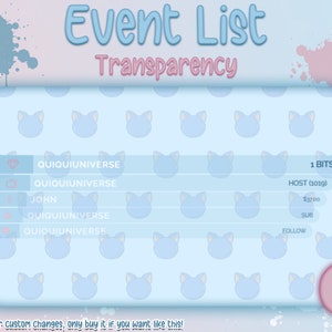 Transparent Blue Event List for Stream - Twitch - Etsy