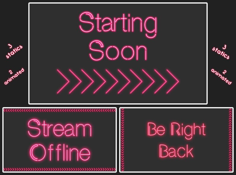 Stream Overlay Package - Animated Pink Neon - Etsy