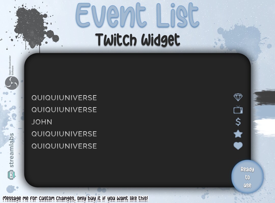 Light Blue Transparent Event List for Stream Twitch - Etsy