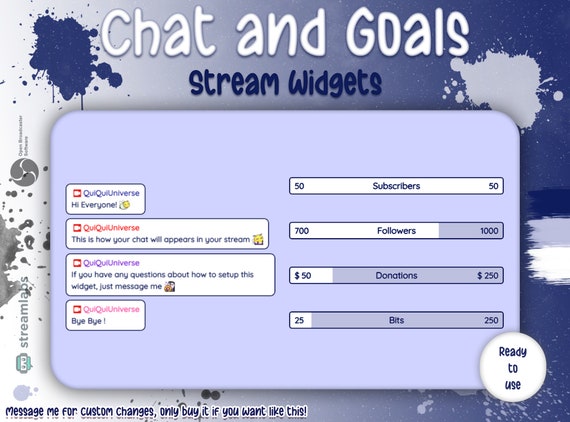 White Box Blue Border Chat and Goals for Stream Twitch - Etsy