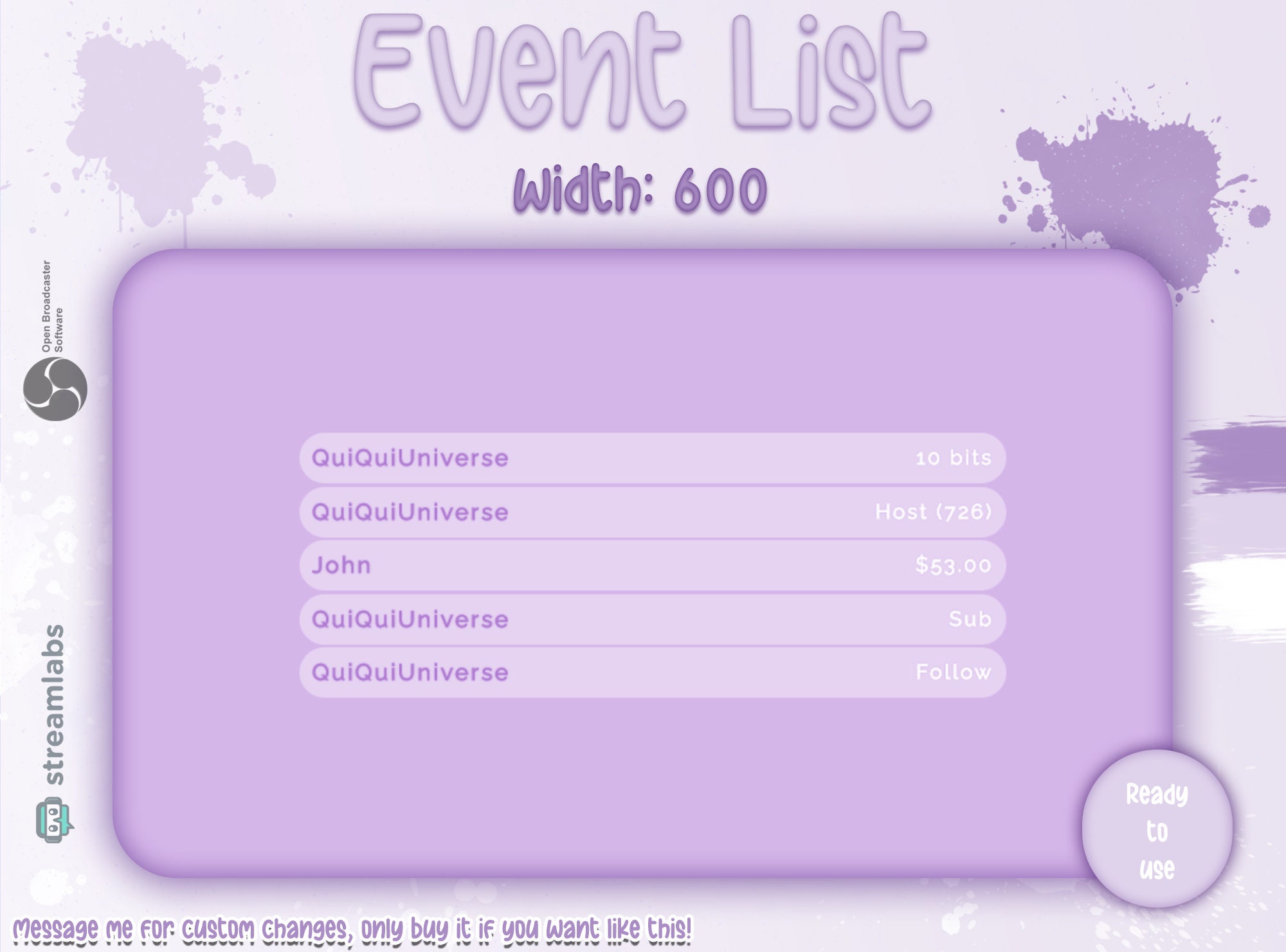 Transparent Purple Gradient Event List for Stream Twitch and - Etsy