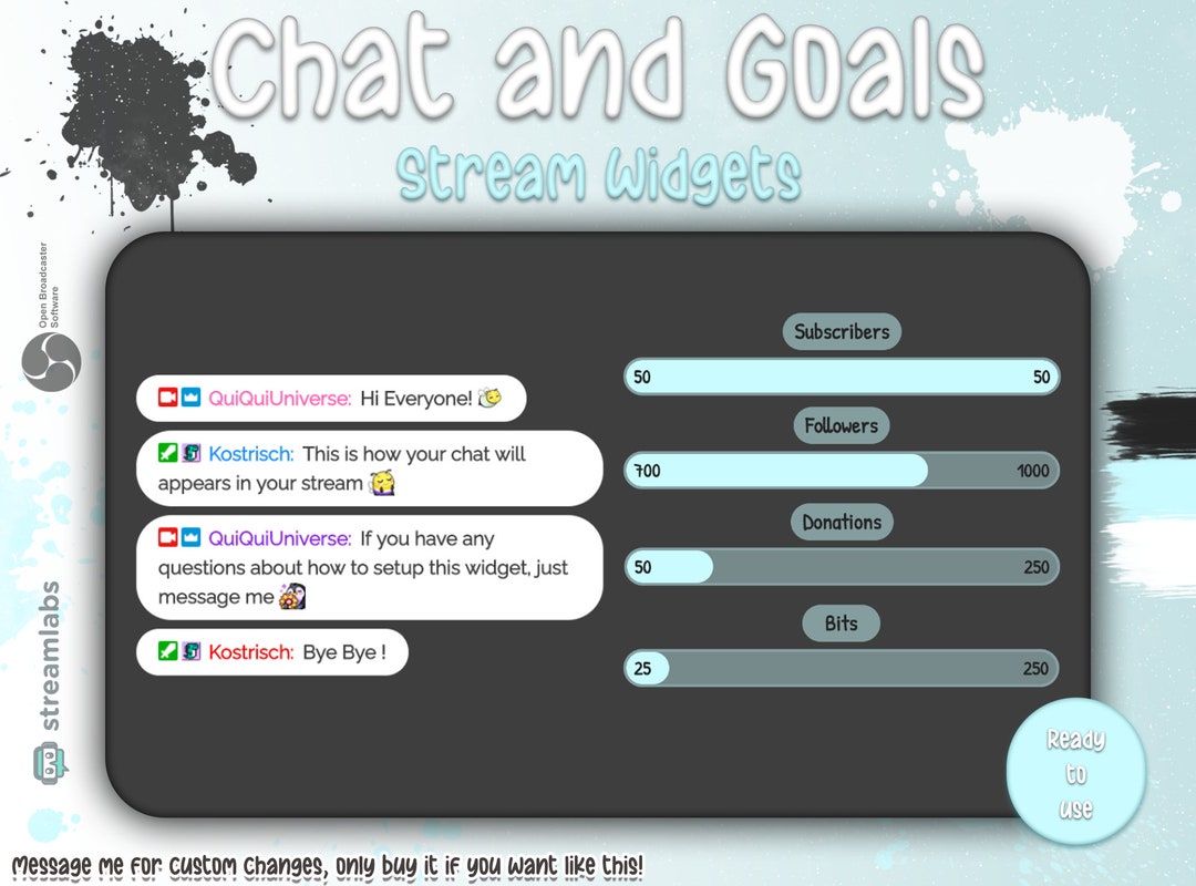 White and Blue Rounded Chat and Goals for Stream - Twitch, Facebookgg ...