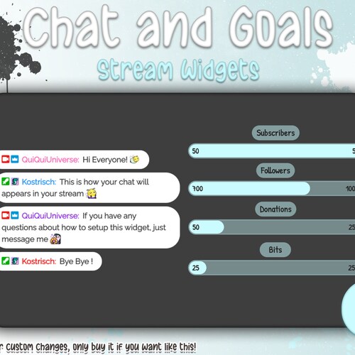 Cute Pastel Browser Chat and Goals for Stream Twitch - Etsy