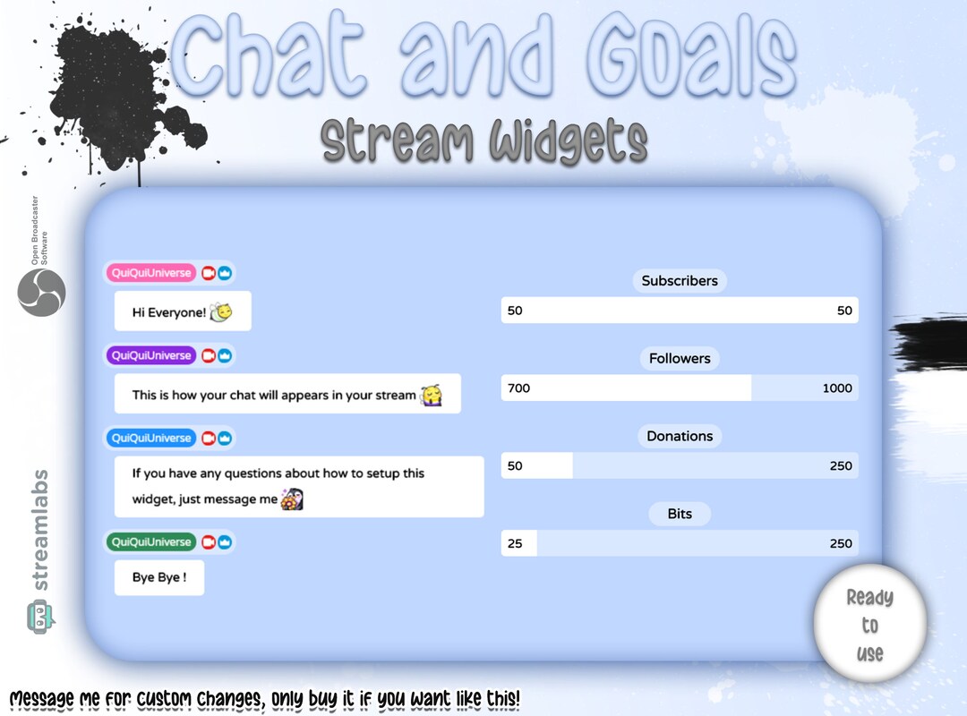Transparent White Multicolored Chat and Goals for Stream - Twitch ...