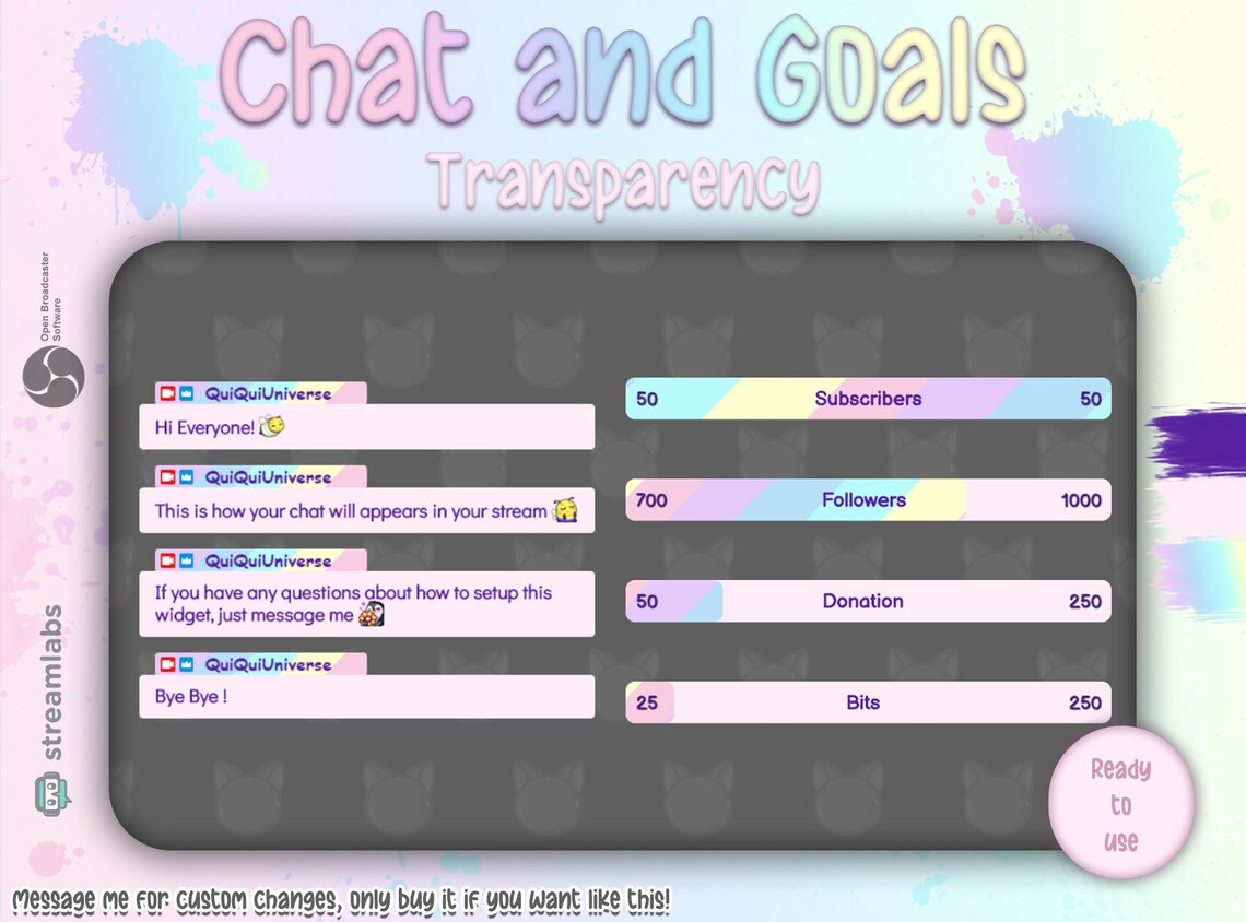 Rainbow Animated Chat and Goals Stream Overlay (digital Download) - Etsy