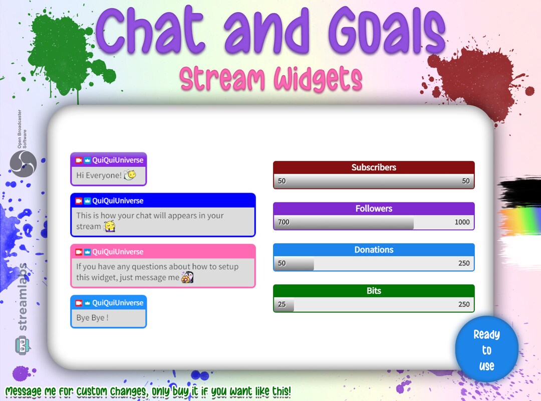 Transparent White Boxed & Multicolored Chat and Goals for Stream ...