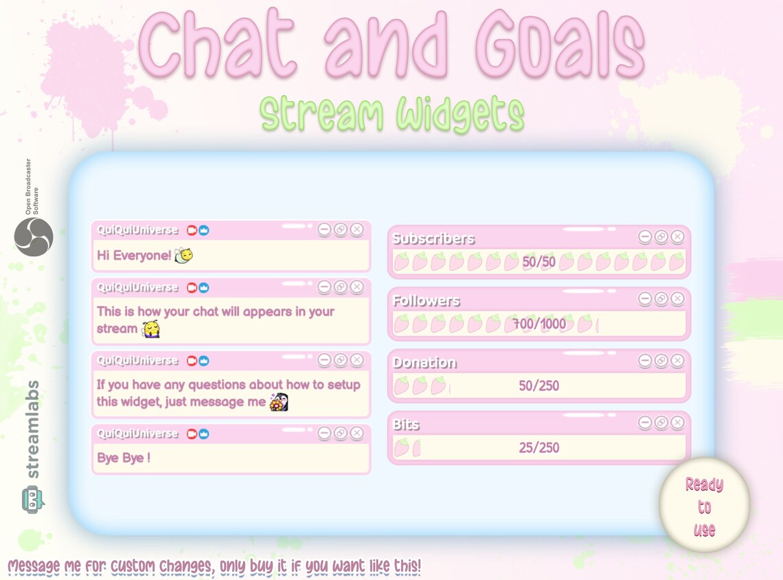 Pastel Stream Chat and Goals – Browser Widget (digital Download) - Etsy