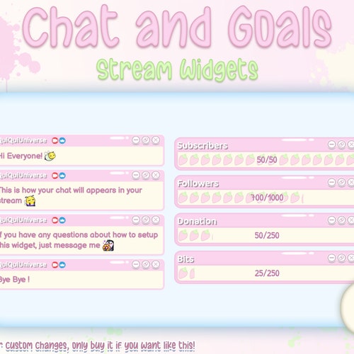 Cute Pastel Browser Chat and Goals for Stream Twitch - Etsy