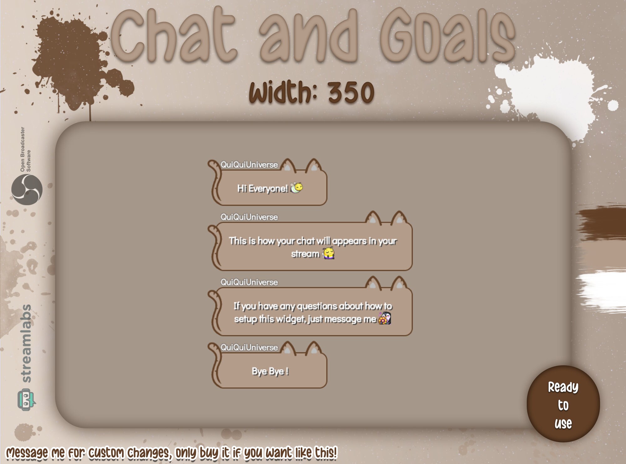 Kitten Animated Brown Chat and Goals for Stream Twitch - Etsy