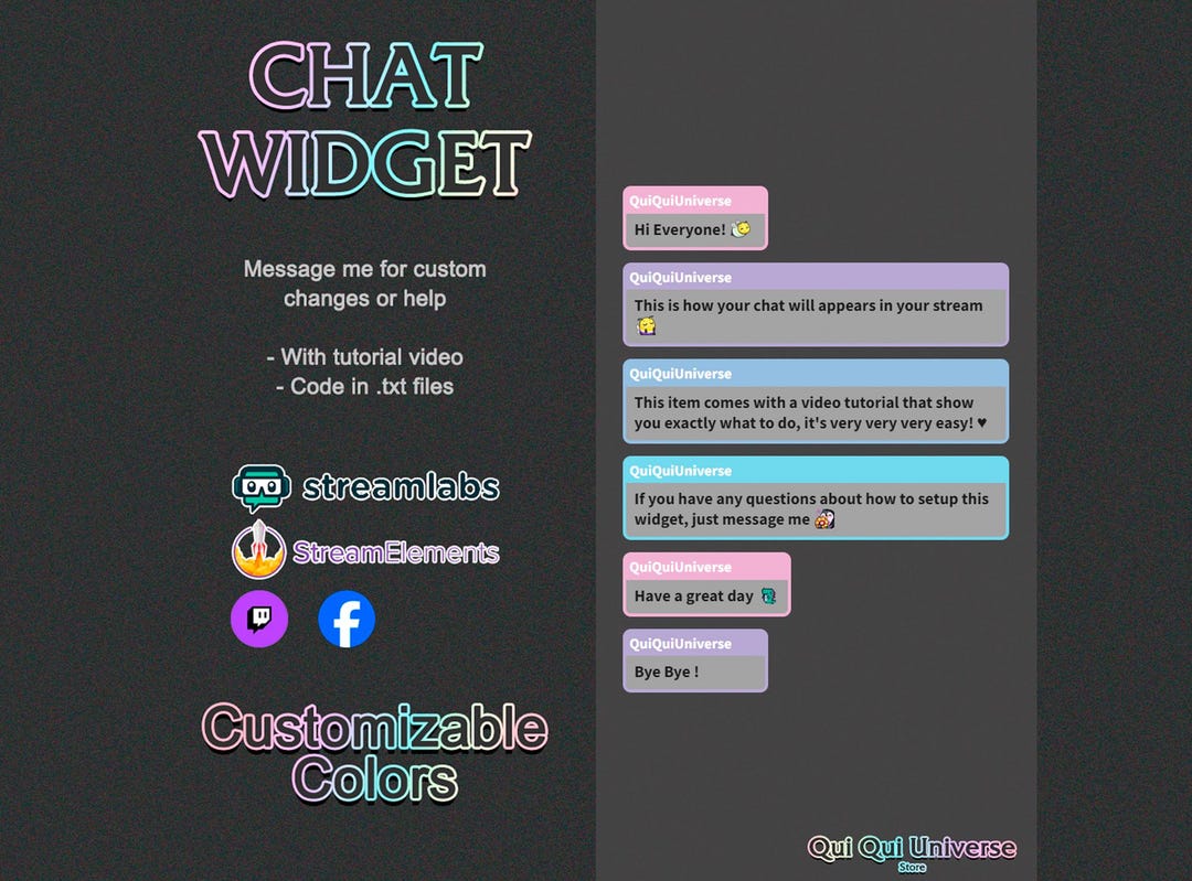 Customizable Stream Chat Widget – Streamlabs, Streamelements (digital ...