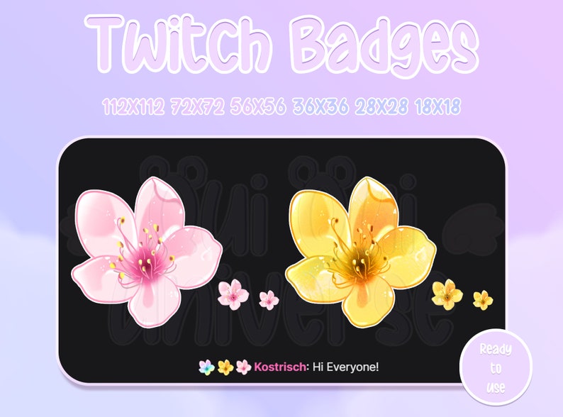 13 Cherry Blossom Badges - Sub & Bit Badges - Twitch Badges - Etsy