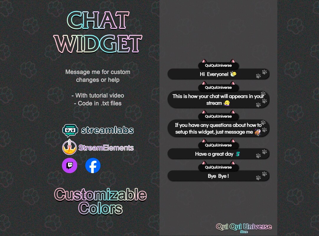 Kitten Stream Chat Widget – Customizable Chat Box for Streamlabs ...