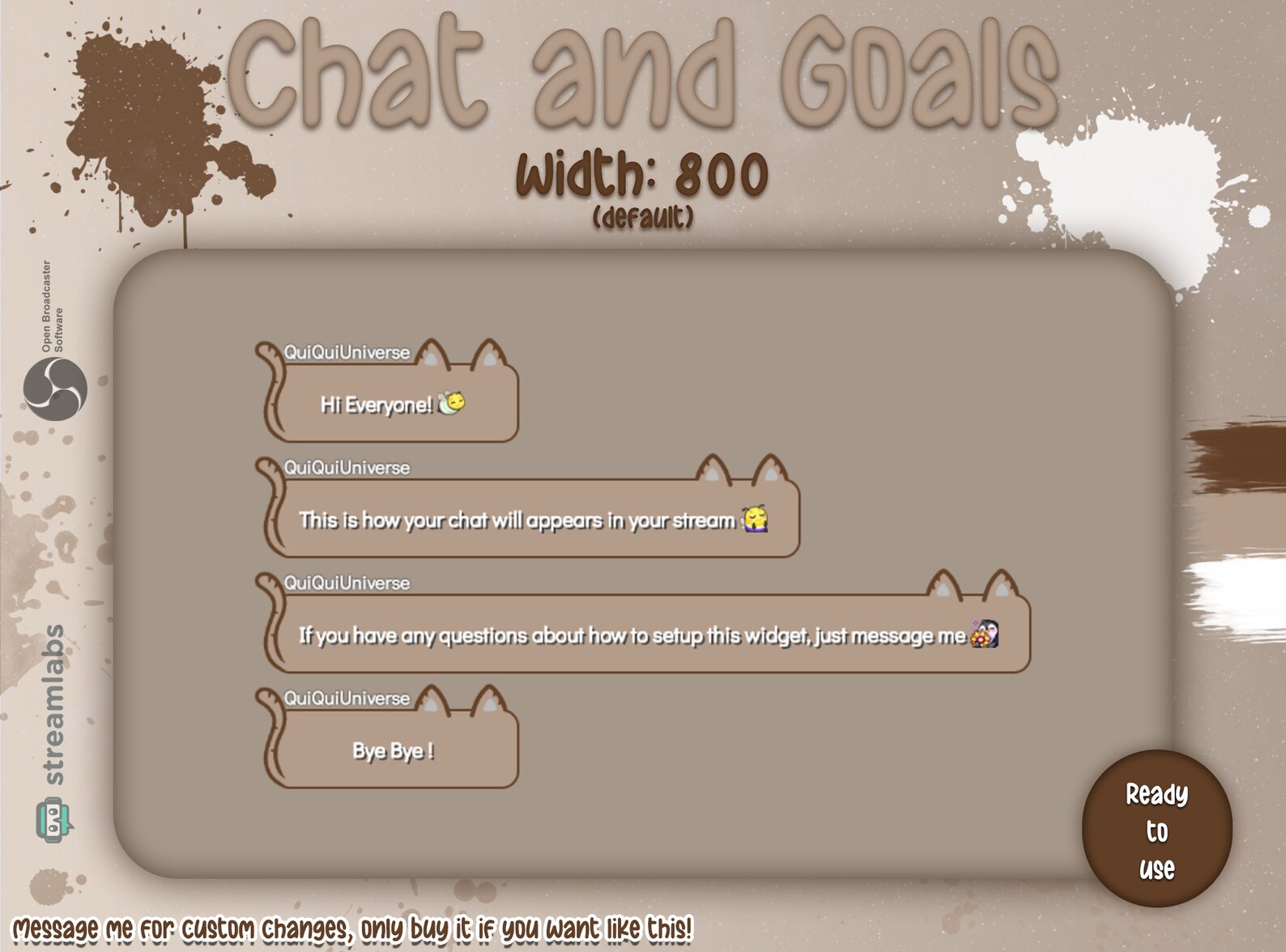 Kitten Animated Brown Chat and Goals for Stream Twitch - Etsy