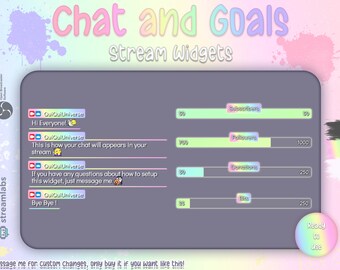 White and Pink Rounded Chat and Goals for Stream Twitch - Etsy