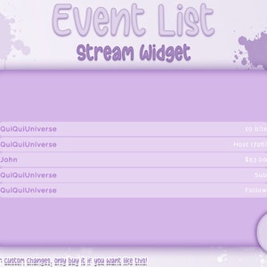 Transparent Purple Gradient Event List for Stream Twitch and Facebook ...