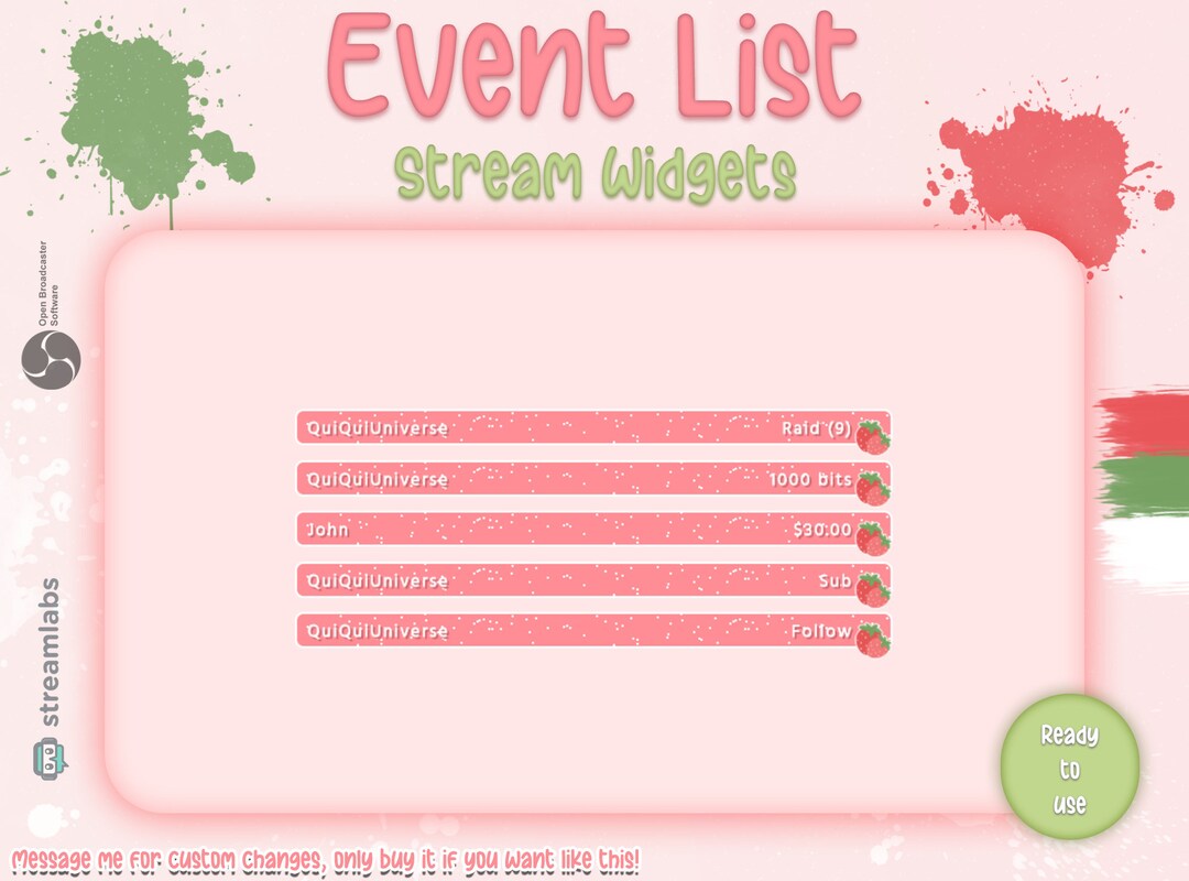 Strawberries Event List for Stream - Twitch and Facebook - Etsy