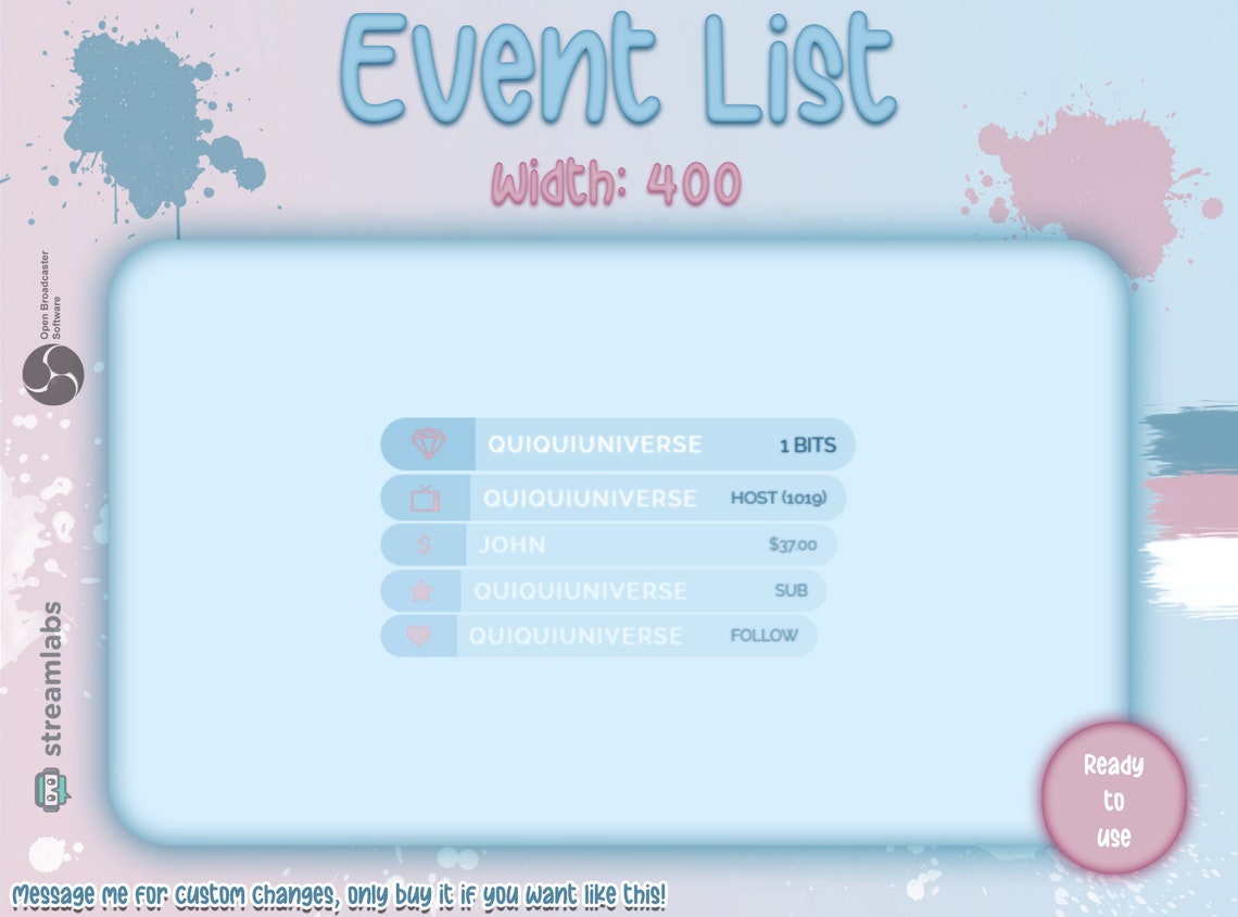 Transparent Blue Event List for Stream - Twitch - Etsy