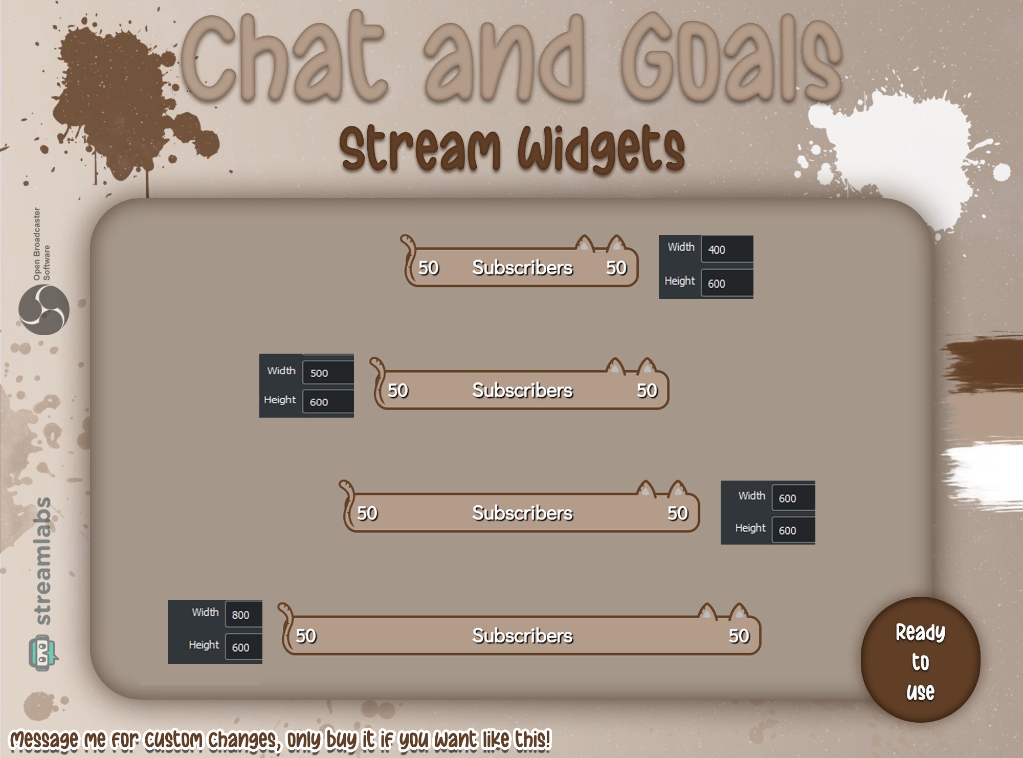 Kitten Animated Brown Chat and Goals for Stream Twitch - Etsy
